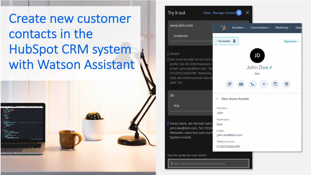 Create new customer contacts in the HubSpot CRM system with Watson Assistant – Felix Augenstein
